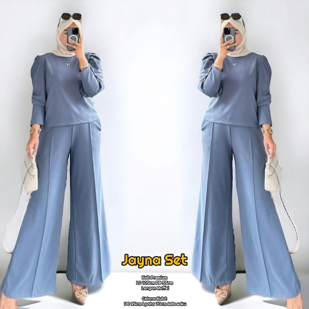 Jual Jayna Set | One Set Wanita Kekinian Waffle Knit Premium Baju ...