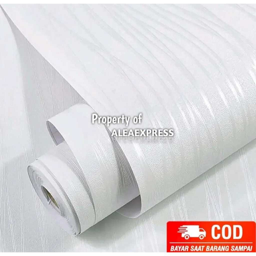 Jual WALLPAPER DINDING RUANGAN//STICKER DINDING MURAH MOTIF POLOS PUTIH SALUR UKURAN 45CM X 8M ...