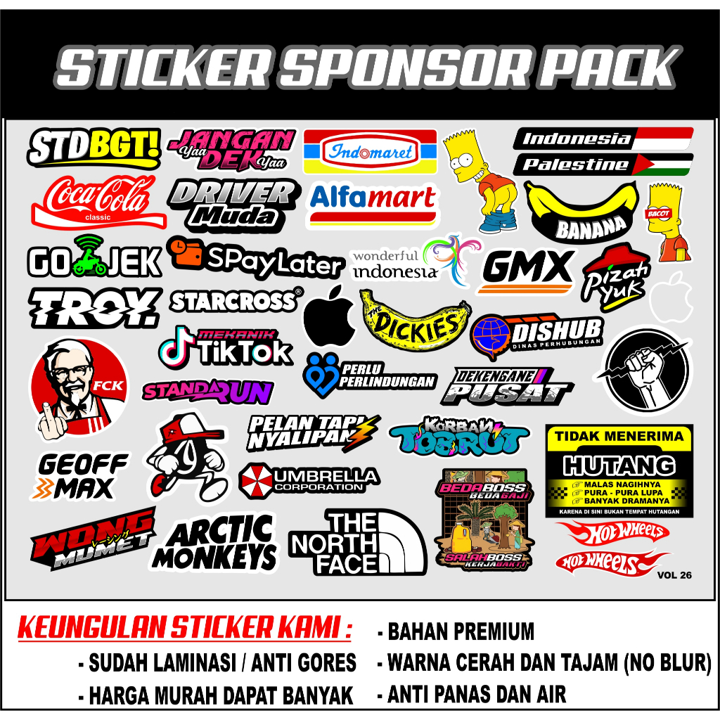 Jual Sticker Sponsor Pack - Stiker Logo Brand Racing Kata Kata Lucu dan ...