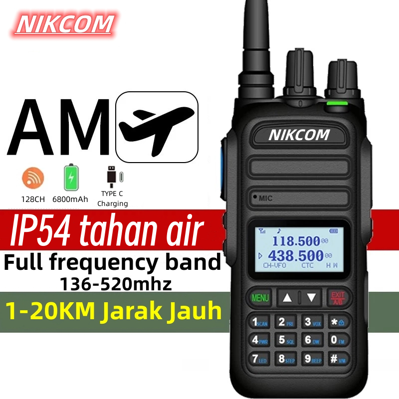 Jual NIKCOM HT 20KM Band Penuh 136-520MHz Walkie Talkie Portabel Pengisian daya TIPE C ...