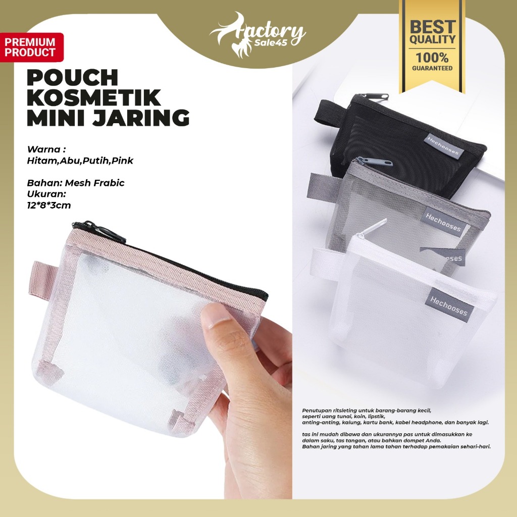 Jual Tas Pouch Mini Jaring/ Pouch Transparant Alat Tulis/ Dompet ...