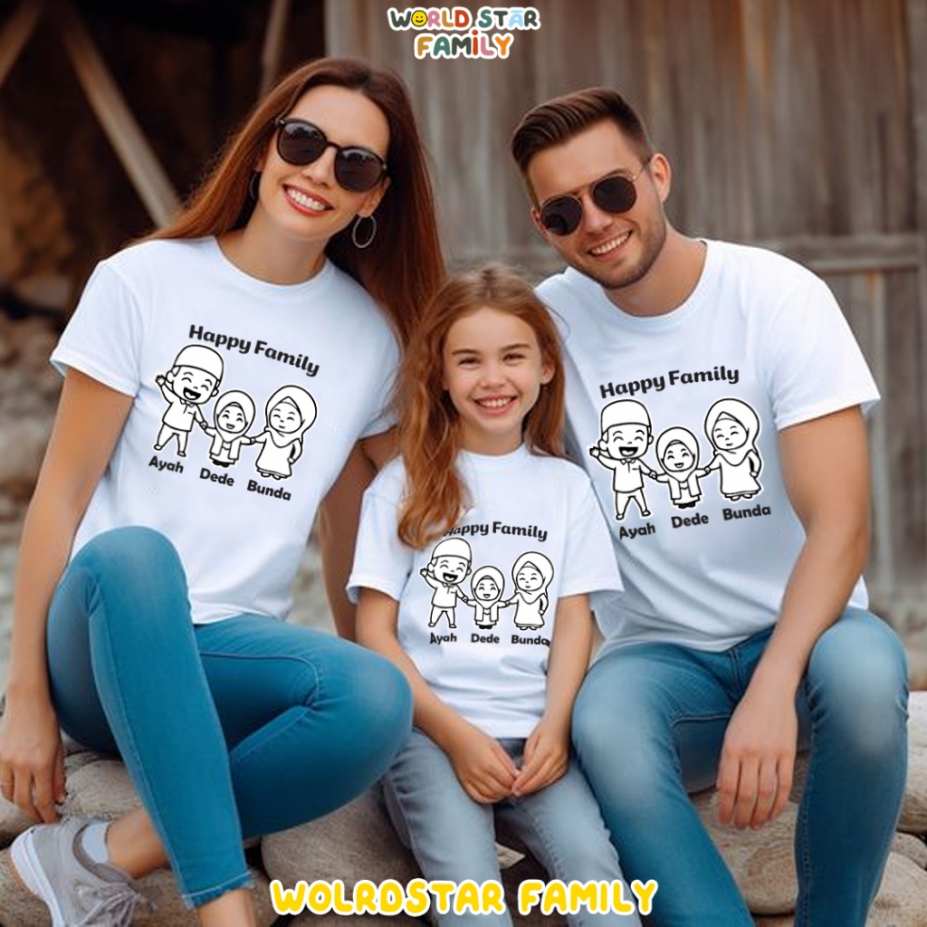 Jual WSF Kaos Couple Keluarga HAPPY FAMILY MUSLIM Kaos Couple Keluarga ...