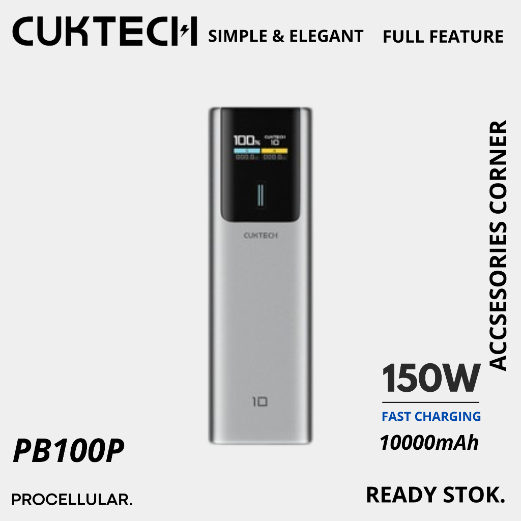 Jual Cuktech PB100P Power Bank 10000mAh 150W Type C Fast Charging | Shopee Indonesia