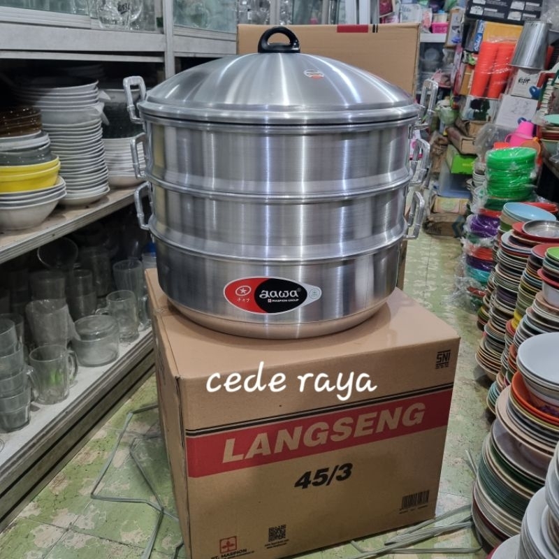Jual kukusan kue aluminium 3 susun / kalakat langseng maspion 45 cm ...