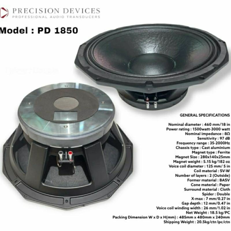 Jual Subwoofer 18 Inch PD 1850 Spul 5 Inch | Shopee Indonesia