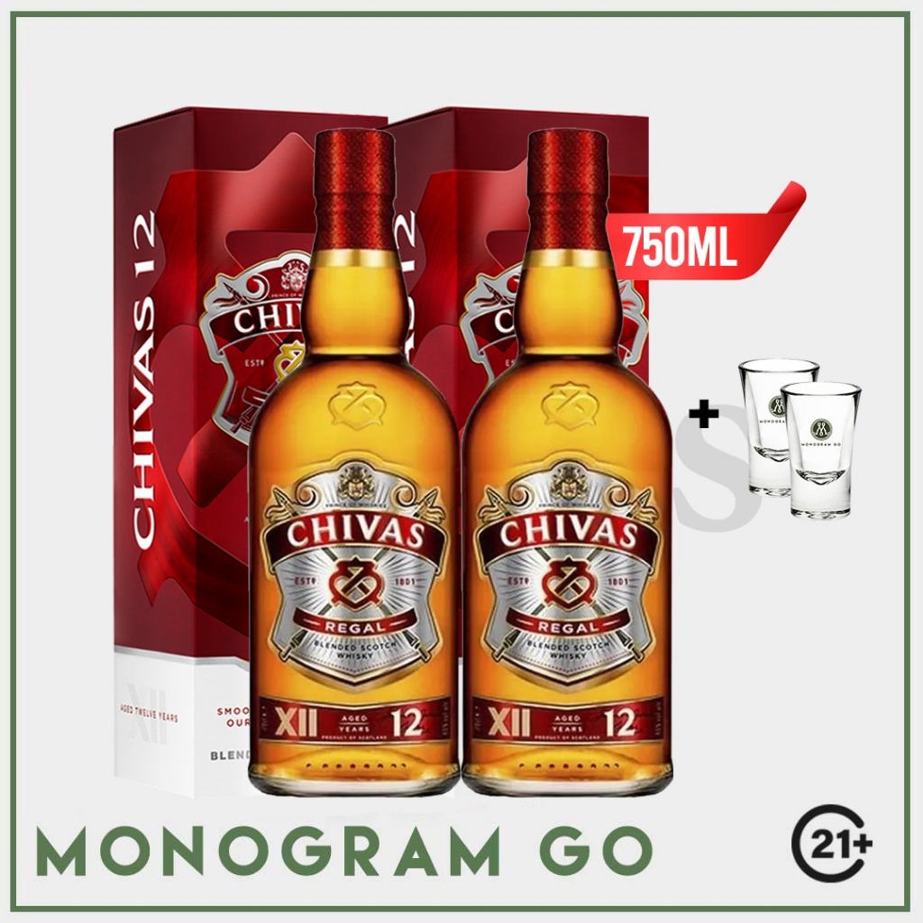 Jual CHIVAS Regal 12 Years Old 750ml (2 Bottles + 2 Shoot Glass) - WITH ...