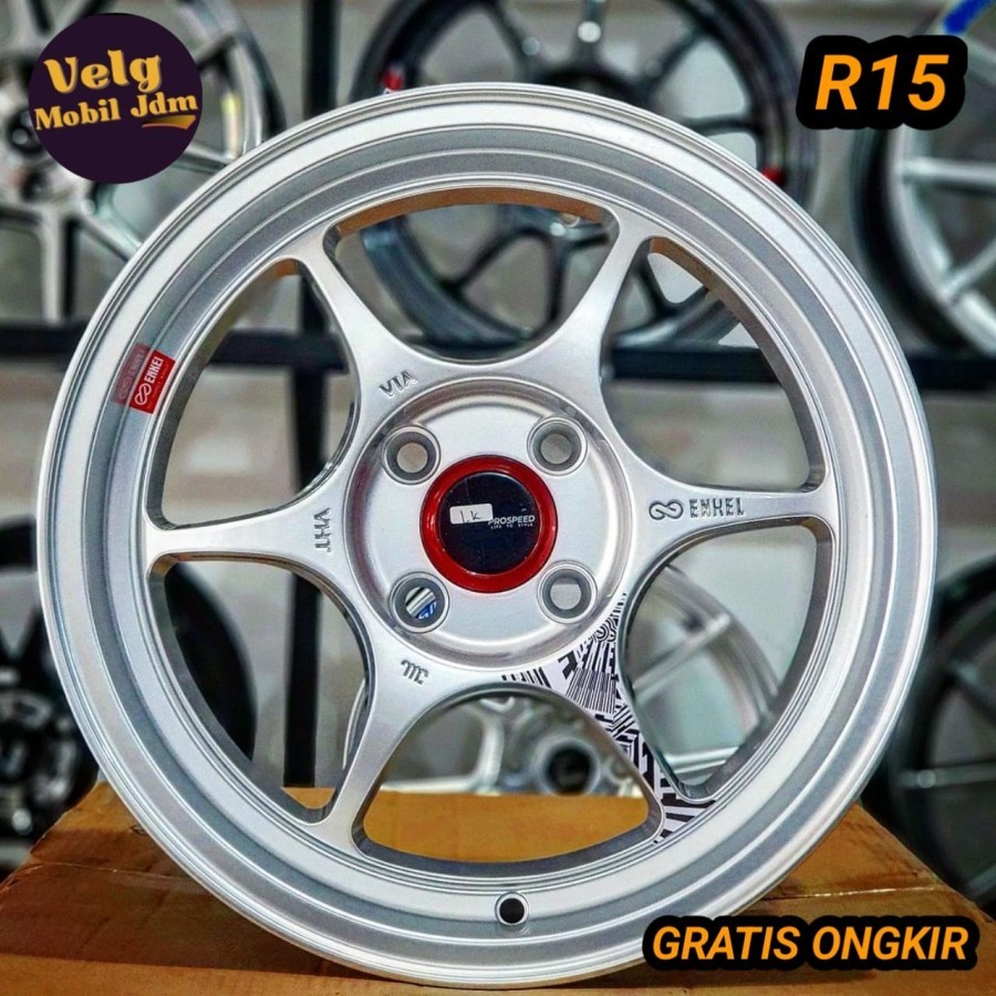 Jual velg ring 15 lebar 7 ENKEI PF FLOW FORMING ET 40 velg mobil racing r15 mobilio brio jazz ...