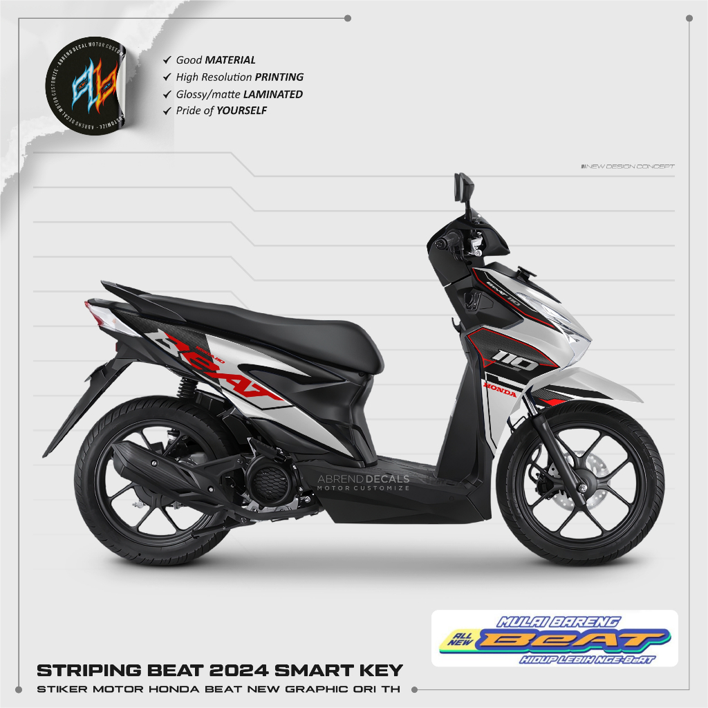 Jual STRIPING HONDA BEAT NEW DELUXE 2024 SMART KEY GRAFIS TH / STIKER ...