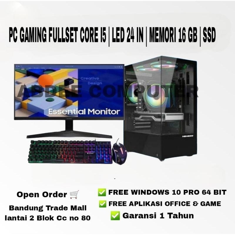Jual Pc Gaming Fullset Core i5 10400F Ram 16 Gb Ssd 256 Gb Hdd 1 Tera VGA 4 Gb GTX 750 TI led 24 ...