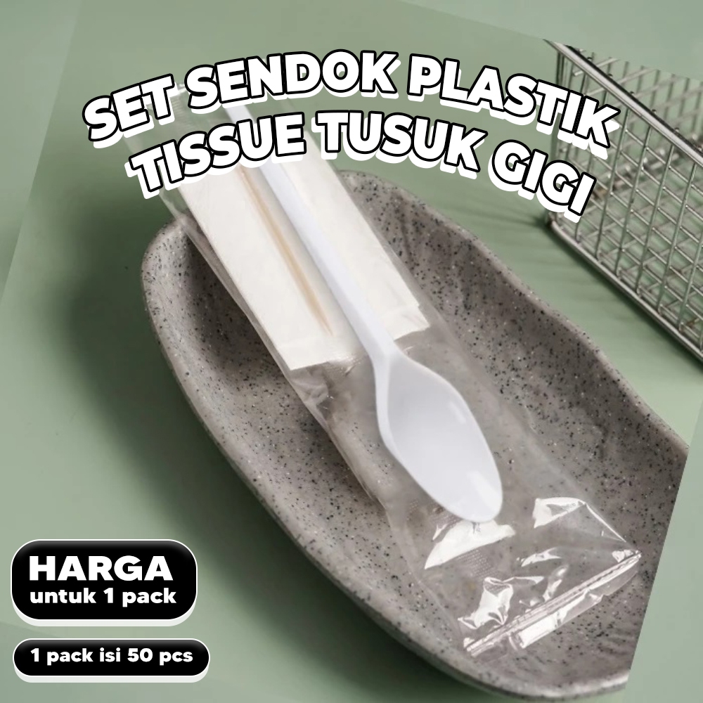 Jual Sendok Set Plastik Tisu Tusuk Gigi / Set Sendok Plastik Tebal ...