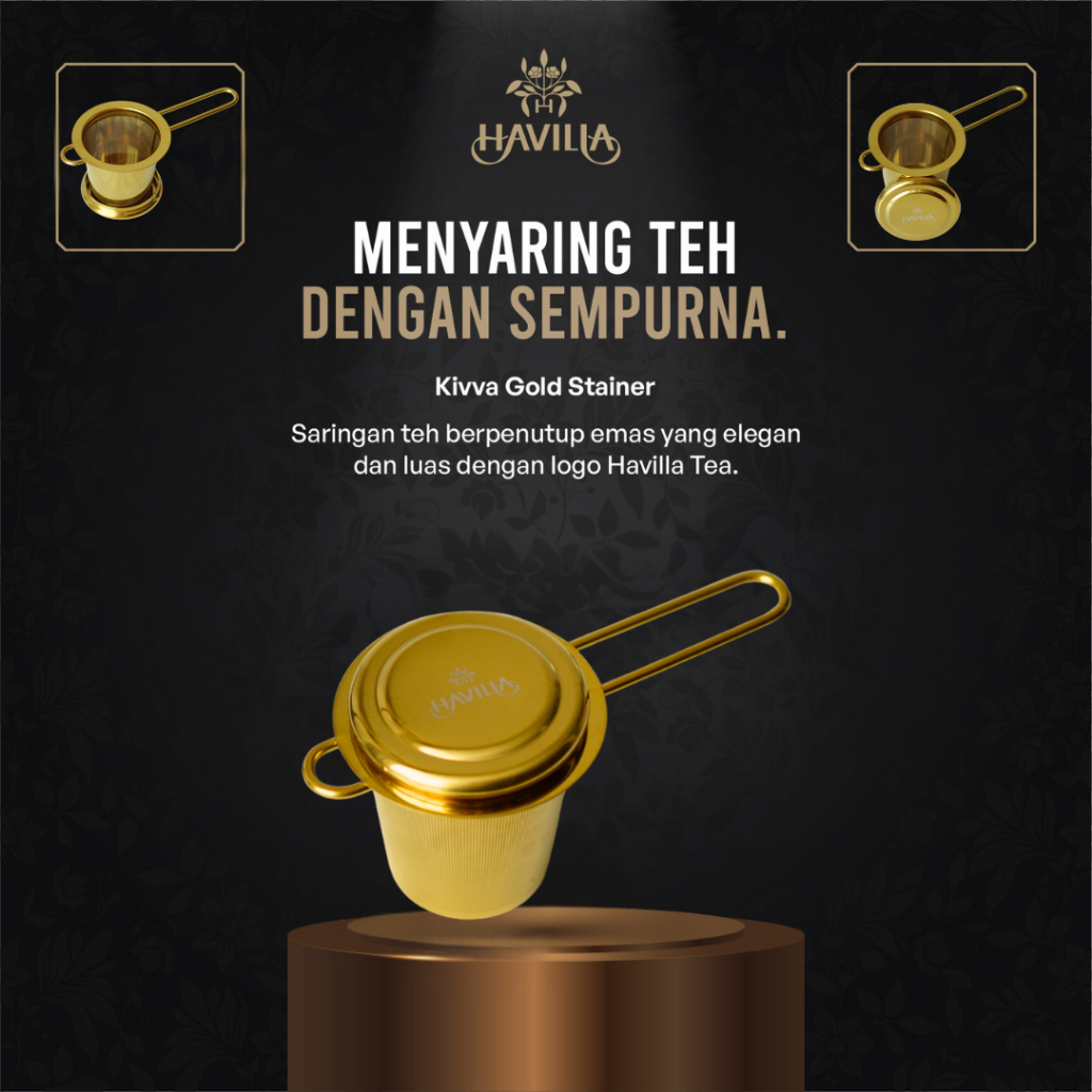 Jual KIVVA GOLD TEA STRAINER / SARINGAN TEH BERPENUTUP WARNA EMAS ...
