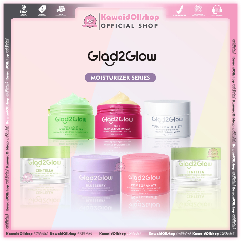 Jual Glad2Glow G2G Moisturizer All Series /Acne/Centella/Retinol ...
