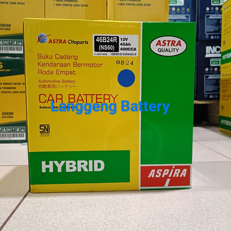 Jual AKI / ACCU MOBIL TOYOTA RUSH ASPIRA HYBRID NS60 / 46B24R, 12 VOLT, 45 AMPER | Shopee Indonesia