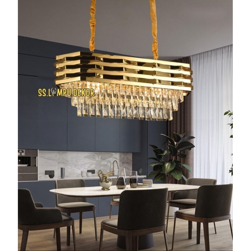 Jual Lampu Gantung Ruang Makan Mewah Kristal Modern 80 x 30 cm Gold | Shopee Indonesia
