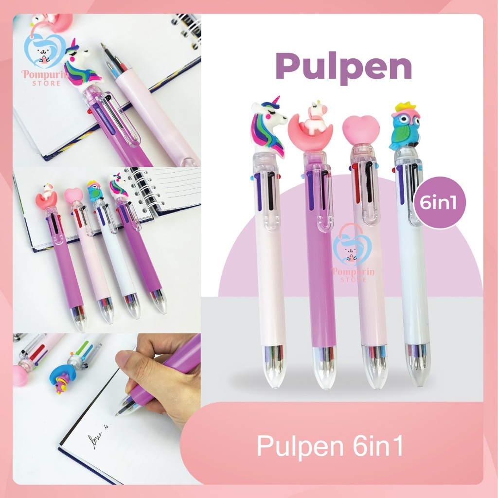 Jual Pulpen 6 Warna (Bolpoin Warna Motif 3D) - Pulpen Bolpoin 6 Warna ...