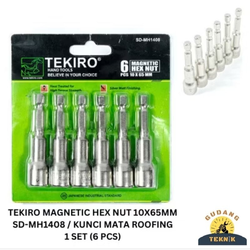 Jual TEKIRO MAGNETIC HEX NUT 10X65MM SD-MH1408 / Kunci mata roofing 1 SET (6 PCS) | Shopee Indonesia