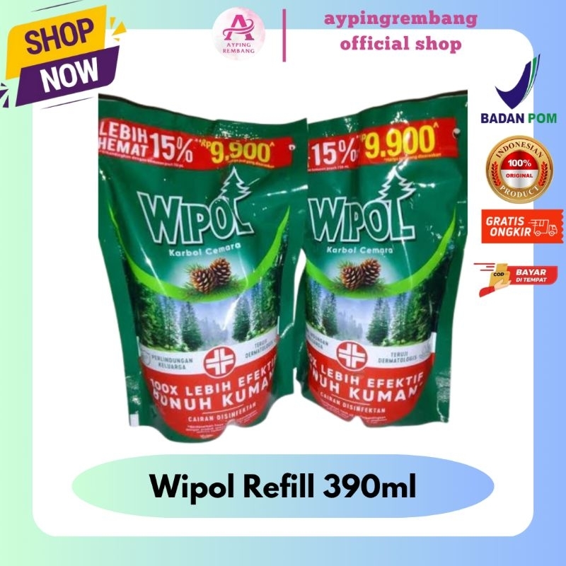 Jual Wipol Pembersih Lantai Karbol Cemara Refil 390ml | Shopee Indonesia