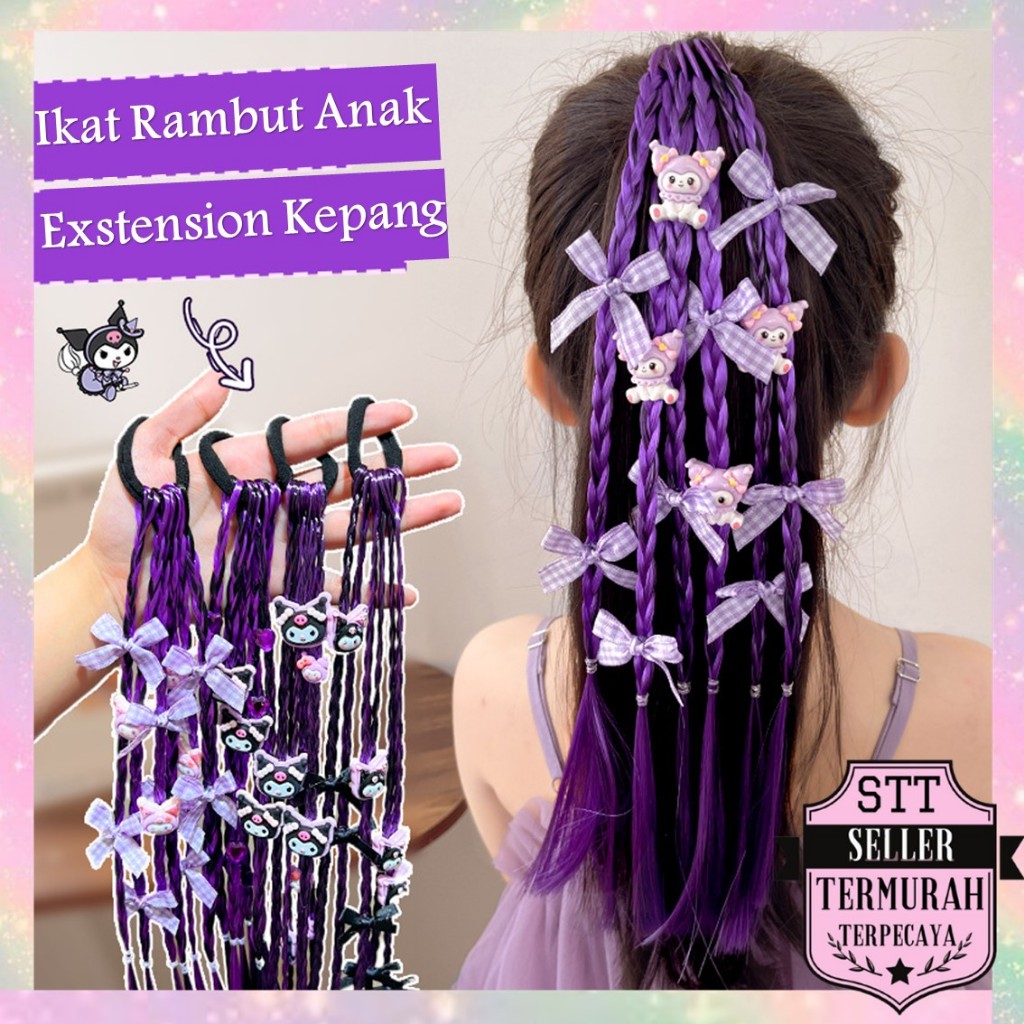 Jual STT Ikat Rambut Anak Exstension Model Kepang Karakter Kartun 3D ...