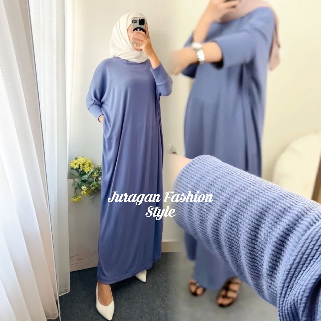 Jual Abaya Gamis Batwing Plisket Knit Dress Umroh Lebaran Haji Daily v2 | Shopee Indonesia