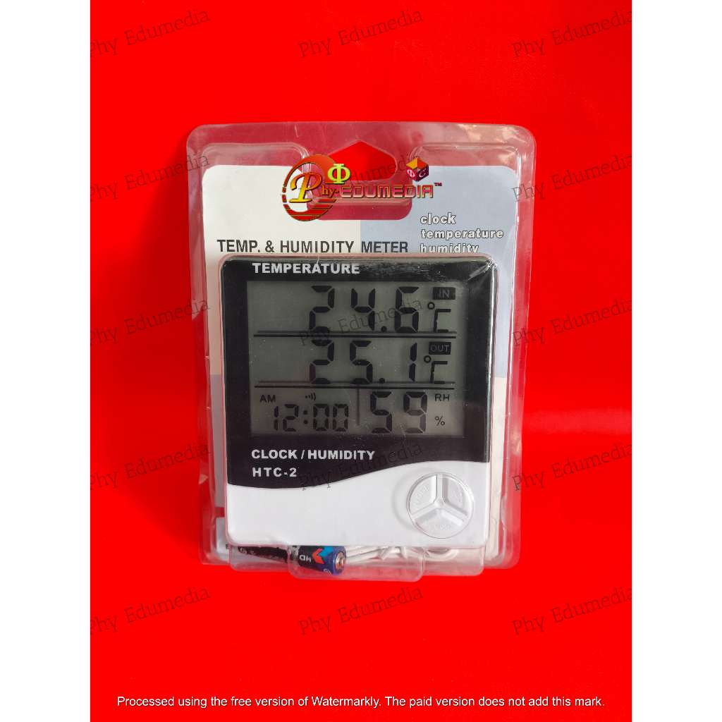 Jual Thermometer Hygrometer Clock Temperature Humidity / Thermometer ...