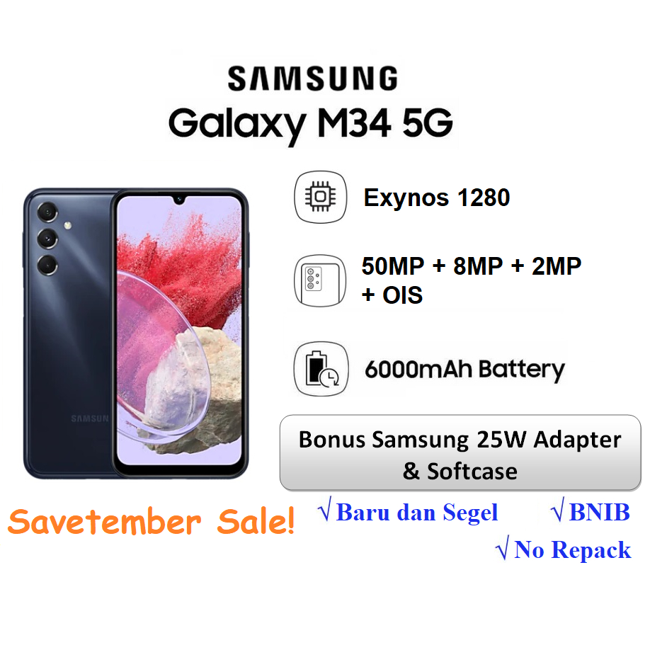 Jual Samsung Galaxy M34 5G 8/128GB Garansi Resmi SEIN SM M346B Bonus ...