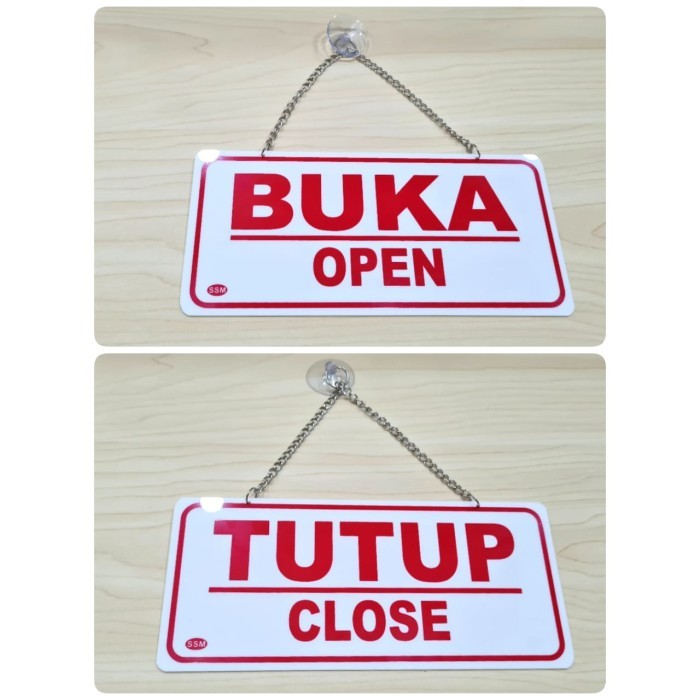 Jual Label Sign Akrilik Pintu BUKA TUTUP Tempel Gantung Besar Acrylic ...