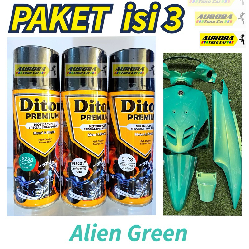 Jual Paket Diton Premium Alien Green isi 3 kaleng 400ml | Cat Hijau Tosca Efek Lembayung Emas ...