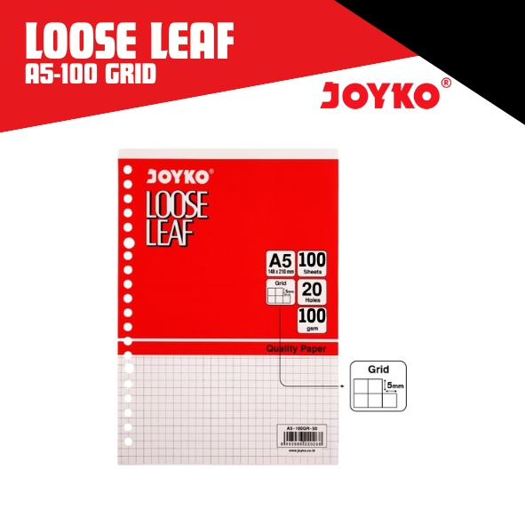 Jual Kertas File Binder Loose Leaf Joyko A5-100GR Grid / Kertas Loose Leaf Joyko A5-100GR ...