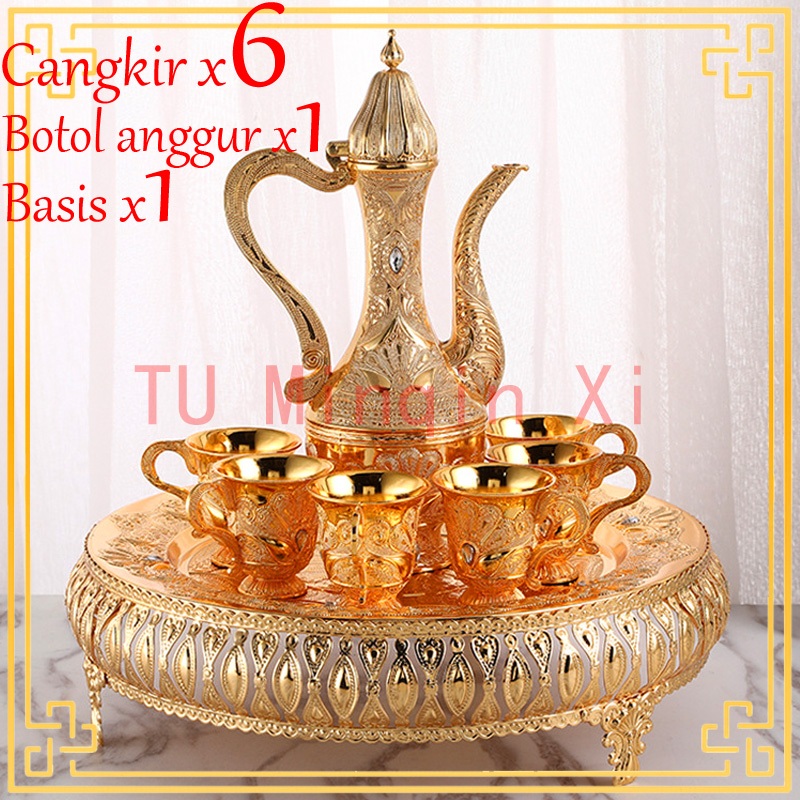 Jual 8pcs/Set Set Teko Eropa Teko Arab Aladin Gold Gelas Anggur Emas ...