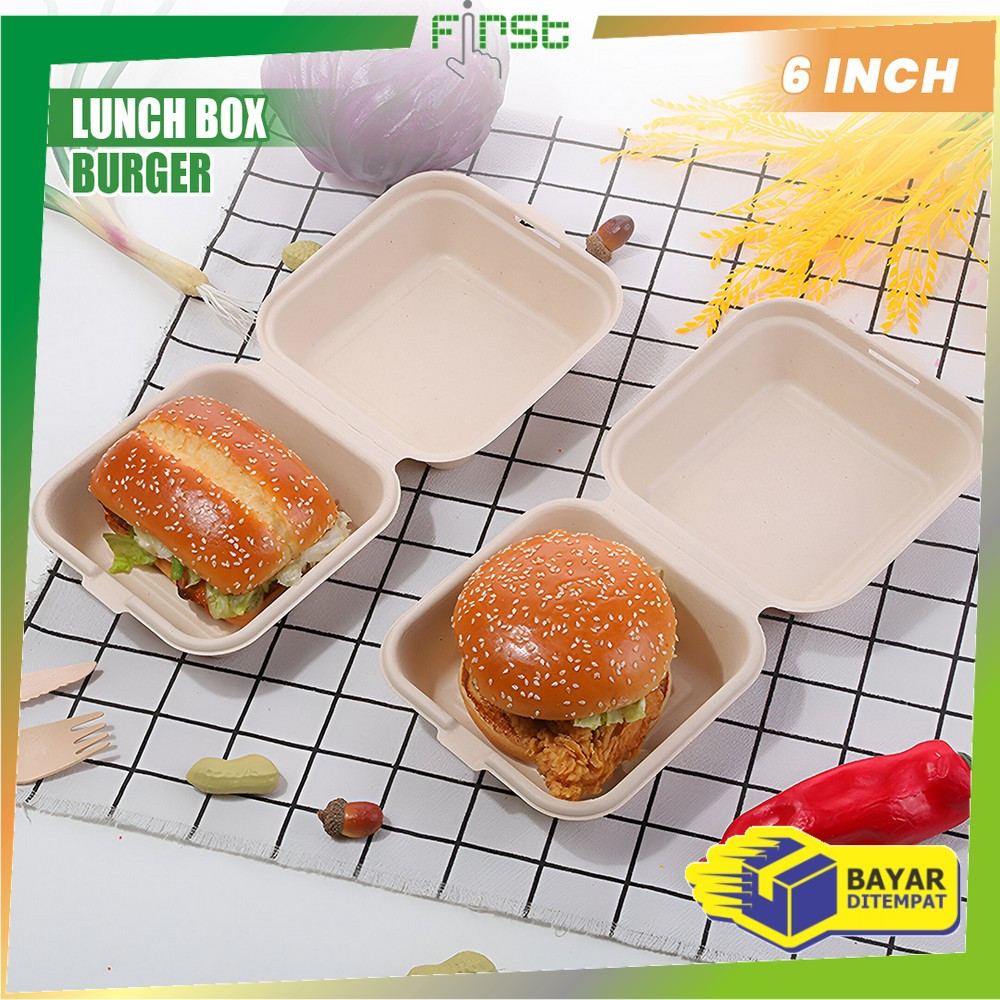 Jual FH-C1100 Bagasse Box Serat Tebu Lunch Box Burger 6in Food Grade ...
