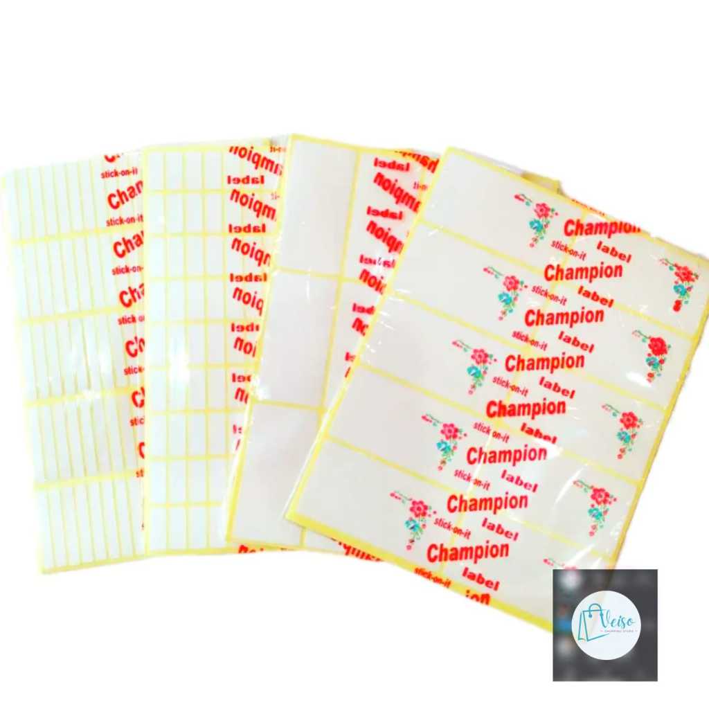 Jual Veiso_Label Harga stiker nama Champion no 99,103,112,121B ...