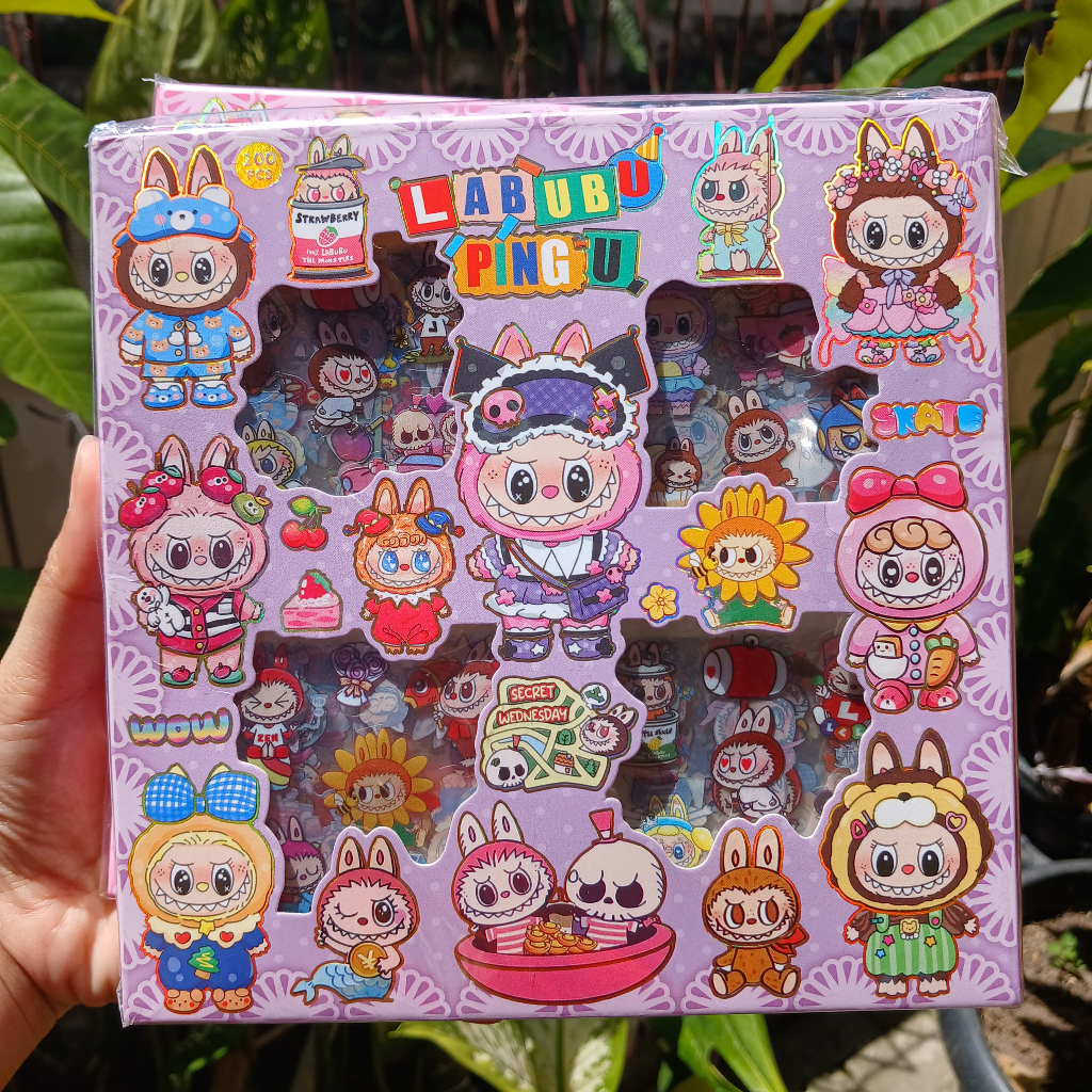 Jual LABUBU sticker box isi 96pcs stiker momo viral anti air mainan ...