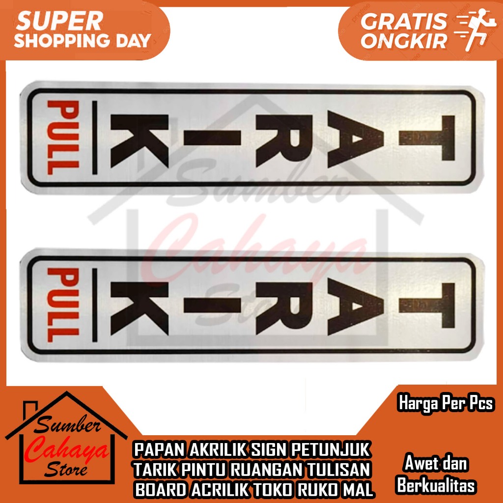 Jual Papan Akrilik Stiker Petunjuk Tarik Sign Board Penanda Pintu ...