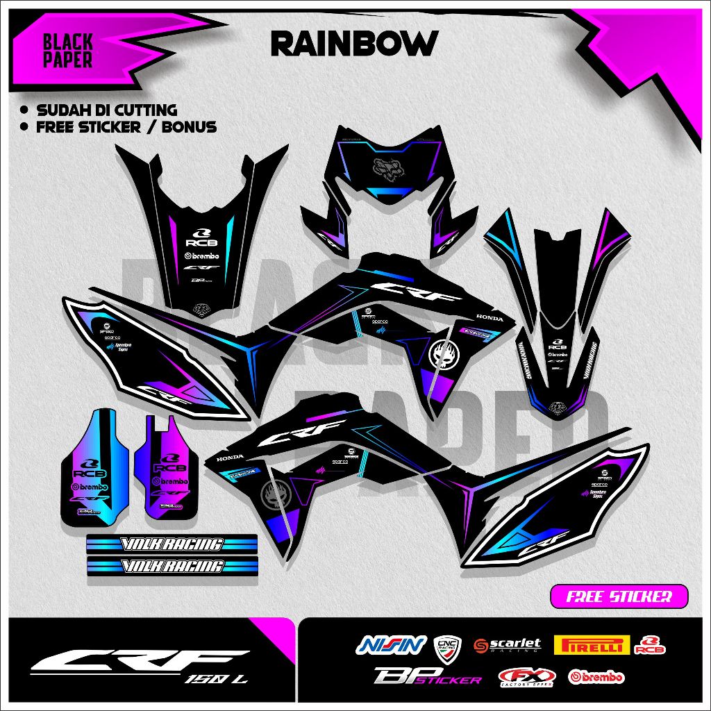 Jual DECAL CRF STRIPING MOTOR CRF 150 L HITAM TERBARU STIKER FULL BODY ...