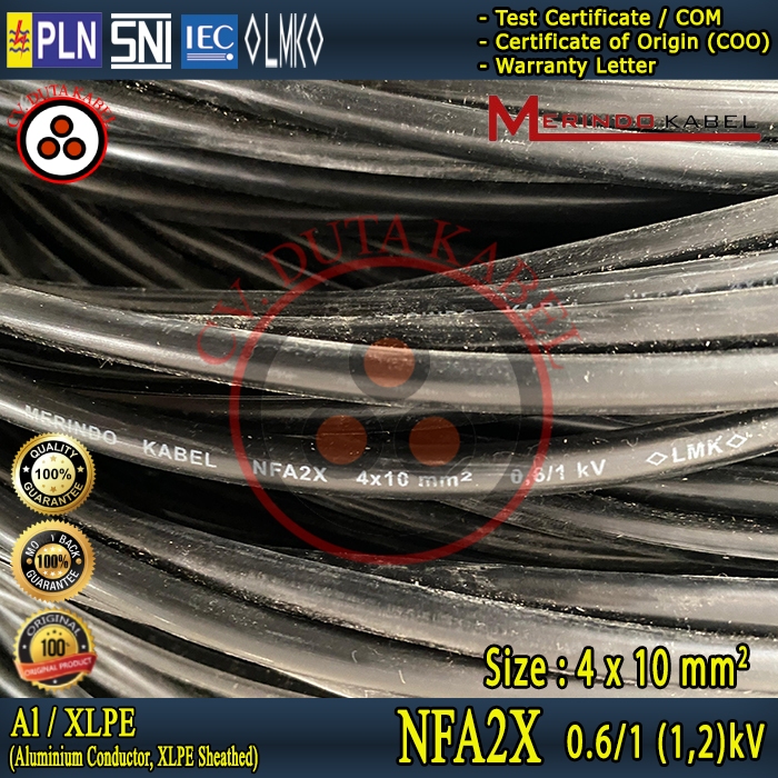 Jual Kabel NFA2X 4x10 mm2 MERINDO /Twisted Cable/Kabel Udara/Kabel TC ...
