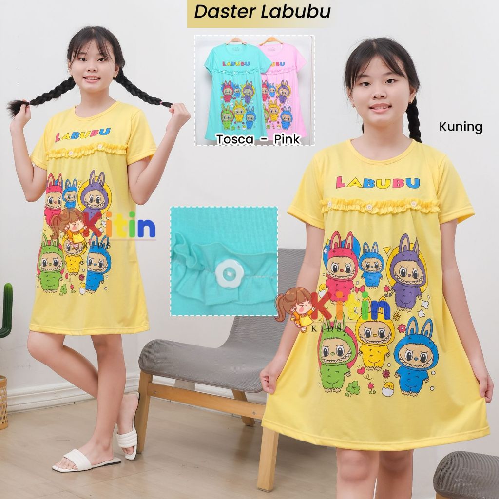 Jual FE - DASTER TERUSAN ANAK BAHAN KATUN COMBED MOTIF LABUBU VIRAL ...