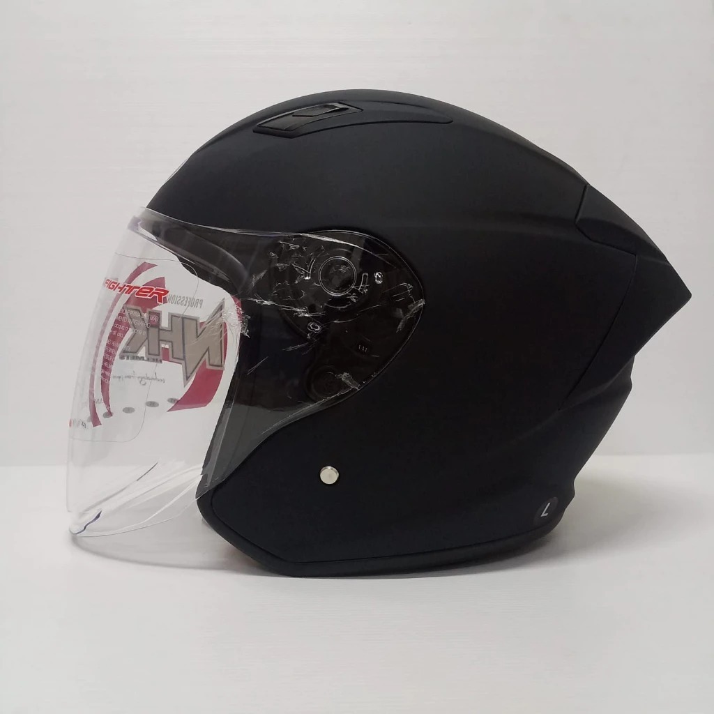 Jual NHK HELM R1 ELITE SOLID BLACK DOFF SINGLE VISOR HALF FACE NHK ...