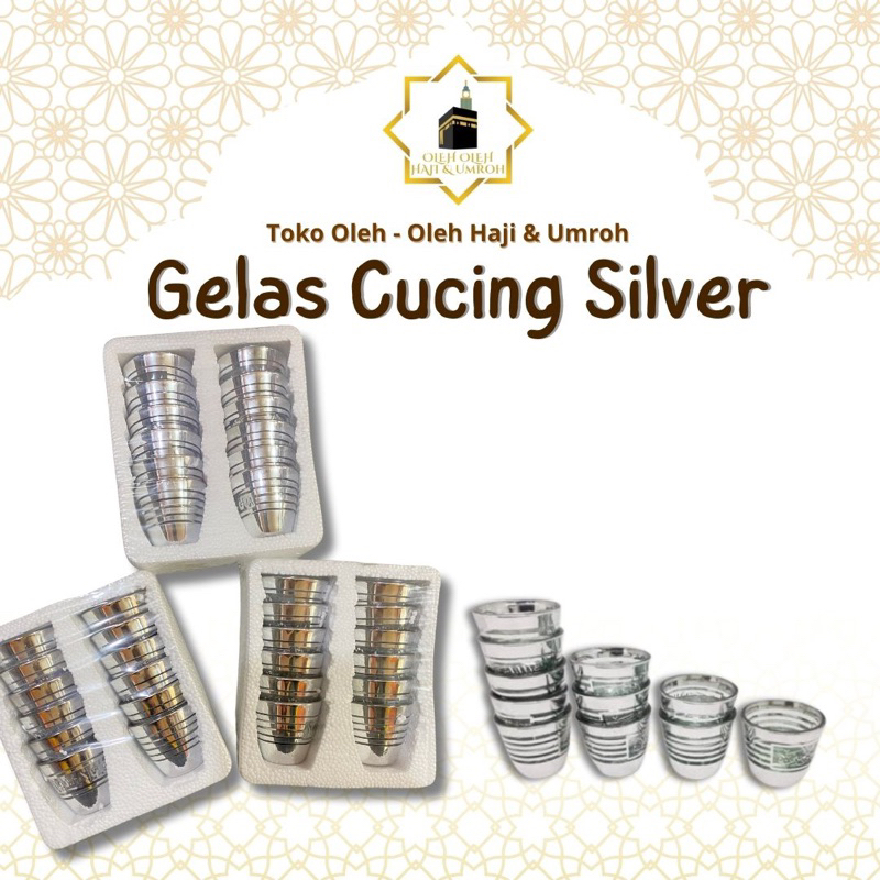 Jual GELAS CUCING GELAS AIR ZAM ZAM SILVER ISI 12 PCS OLEH OLEH HAJI ...