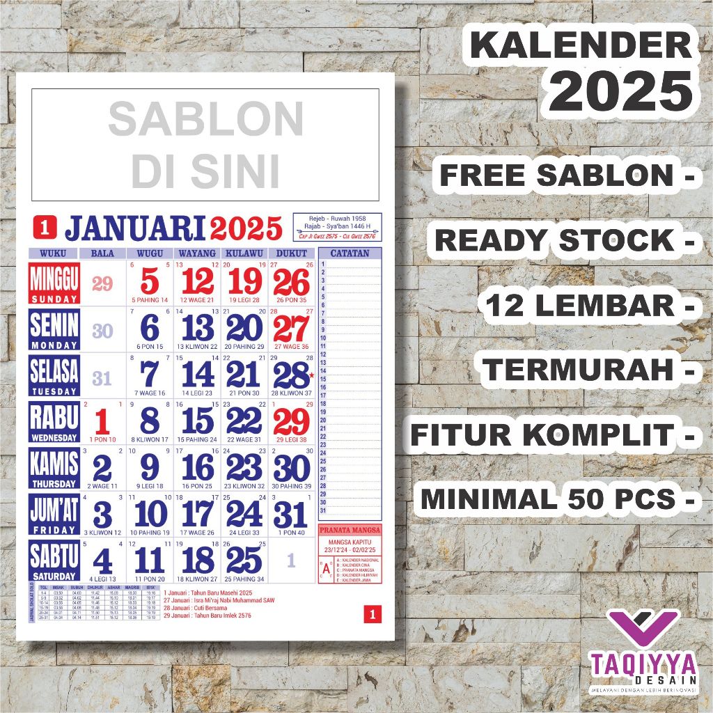 Jual KALENDER 2025 MURAH FREE SABLON ATAU KOSONGAN | Shopee Indonesia