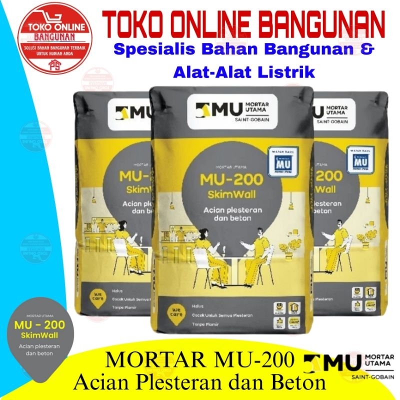 Jual MORTAR UTAMA MU-200 SKIMWALL ACIAN PLASTER & BETON 40 KG | Shopee ...