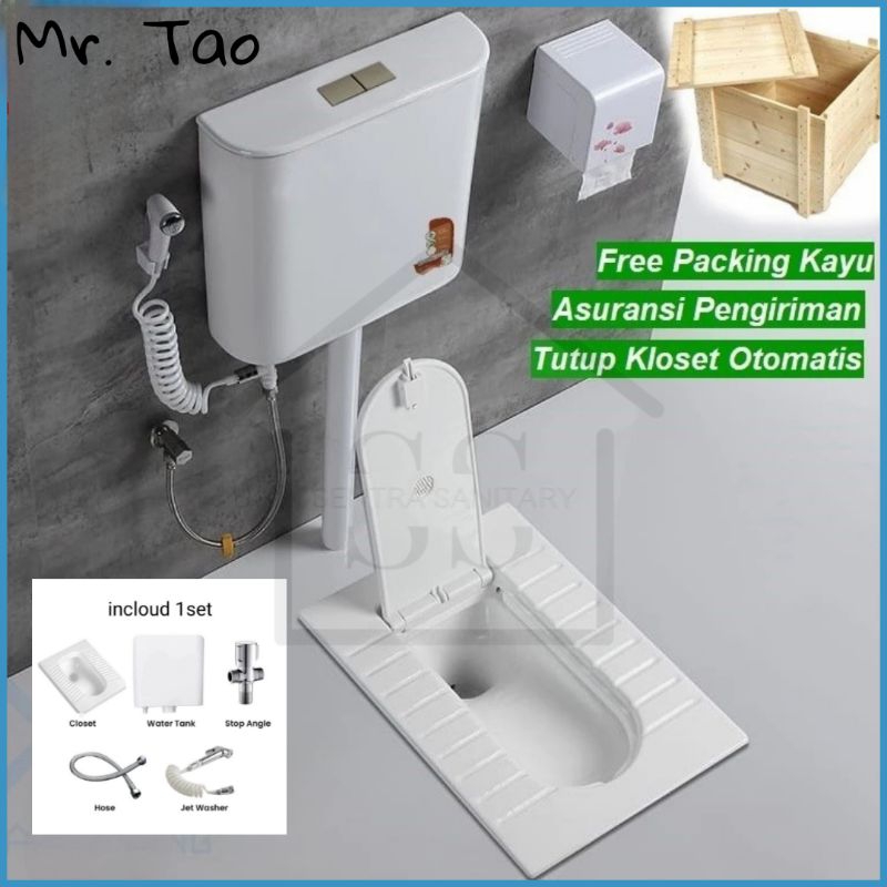 Jual Set Toilet Closet Jongkok Flush Mr. Tao With Cover/Kloset Jongkok Flush Tanki | Shopee ...