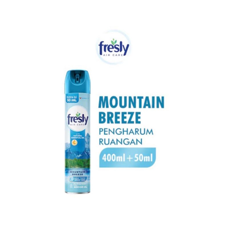 Jual Fresly Pengharum Ruangan Aerosol Mountain Breeze 400ml+50 ml ...