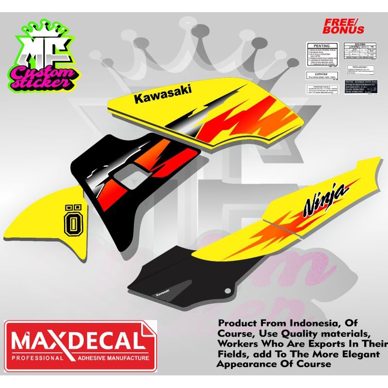 Jual sticker striping ninja kis body kuning custom11 transparan UV ...