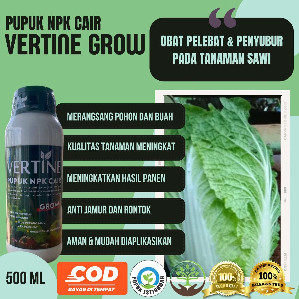 Jual VERTINE GROW PUPUK Pelebat Sawi Putih Tanpa Penyakit dan Hama Sawi Putih, Pupuk NPK CAIR ...
