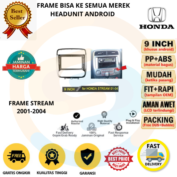 Jual Frame Head Unit Android 9 inch Honda Stream 2001 - 2004 AUTO AC ...