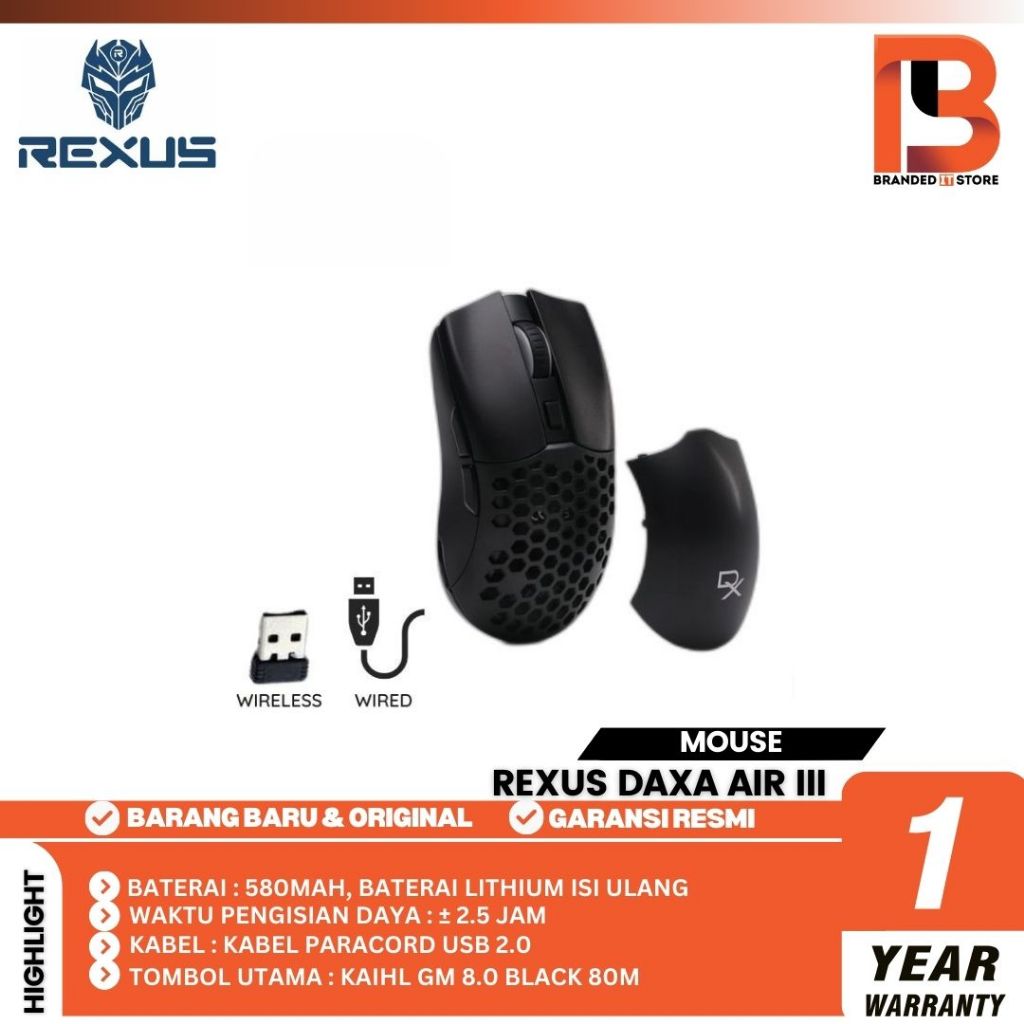 Jual Mouse rexus wired wireless bluetooth 19000dpi pro daxa air III 3 ...