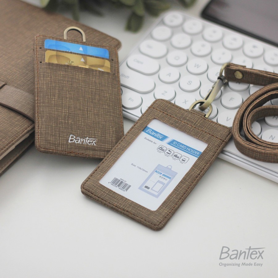Jual Bantex Name Tag ID Card Holder Kulit COKLAT 8869 13 Tali lanyard ...