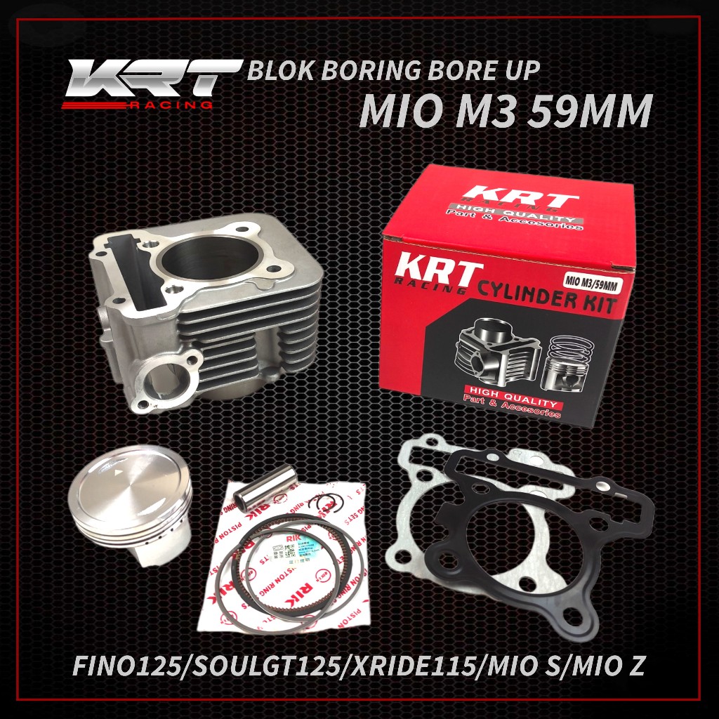 Jual BLOK SEHER BORING BORE UP PAKET BORE UP MIO M3 FINO 125 MIO SOUL GT XRIDE 125 59MM | Shopee ...