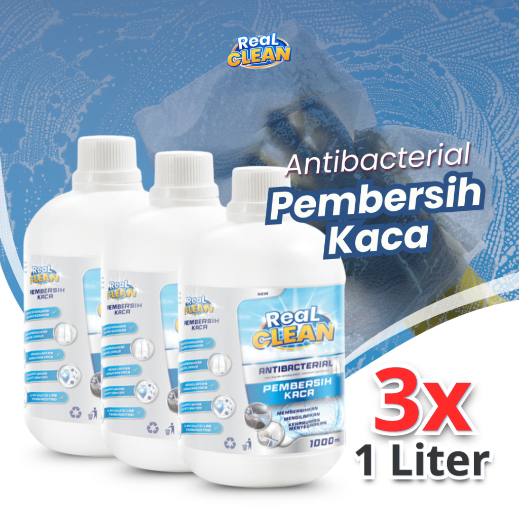 Jual Real Clean Cairan Pembersih Kaca 1 LITER ISI 3 PCS Serbaguna ...