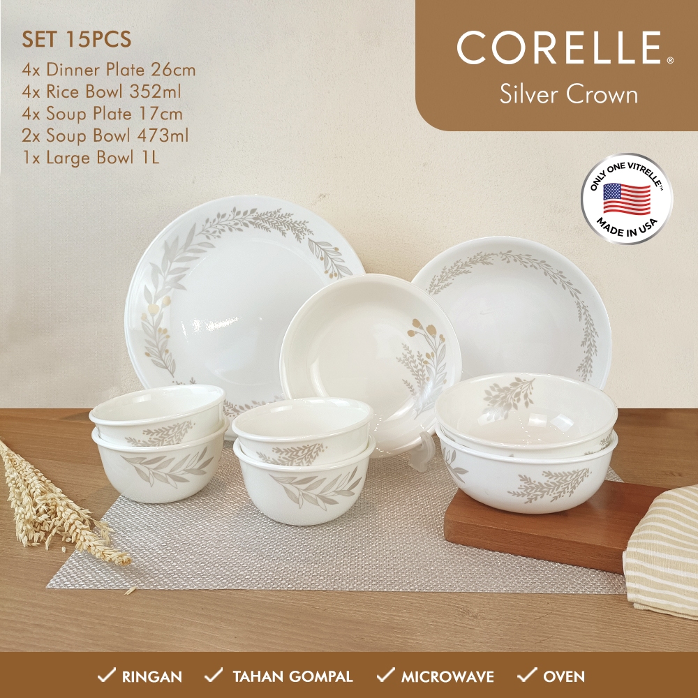 Jual CORELLE Silver Crown Dinner Set / Set Piring Makan | Shopee Indonesia